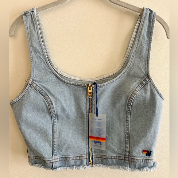 Aviator Nation | Tops | New Aviator Nation Womens Denim Zip Tank Top ...